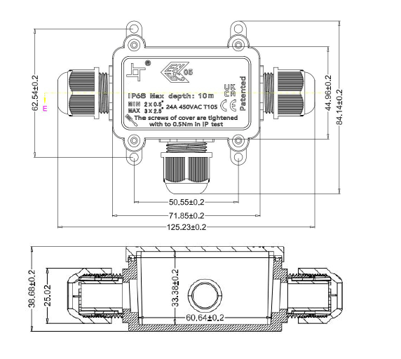 กล่องต่อสายไฟกันน้ำ IP68 TYPE-D/ Waterproof junction box TYPE-D | โคมไฟ ...