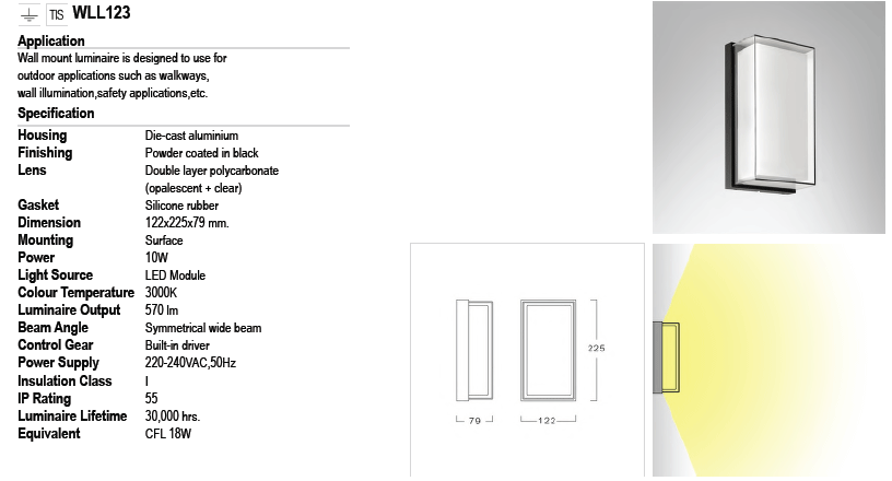 WLL123 LED 10W | โคมไฟLED หลอดไฟLED ขายส่ง ราคาโครงการ